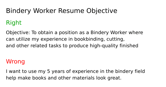 Top 17 Bindery Worker Resume Objective Examples | ResumeCat