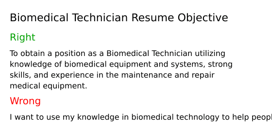 Top 16 Biomedical Technician Resume Objective Examples
