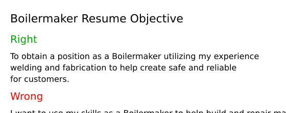 Top 18 Boilermaker Resume Objective Examples | ResumeCat