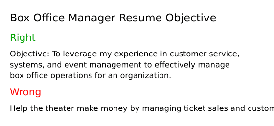 Top 18 Box Office Manager Resume Objective Examples