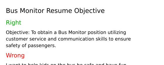 Top 16 Bus Monitor Resume Objective Examples | ResumeCat