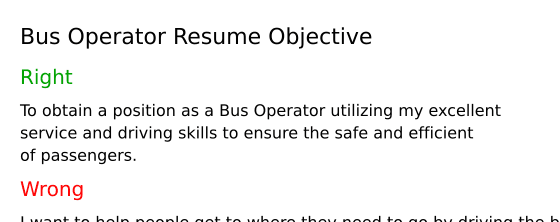 Top 16 Bus Operator Resume Objective Examples | ResumeCat