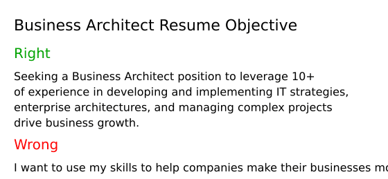 Top 17 Business Architect Resume Objective Examples