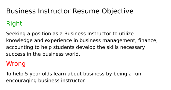 Top 18 Business Instructor Resume Objective Examples