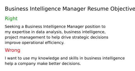 Top 16 Business Intelligence Manager Resume Objective Examples