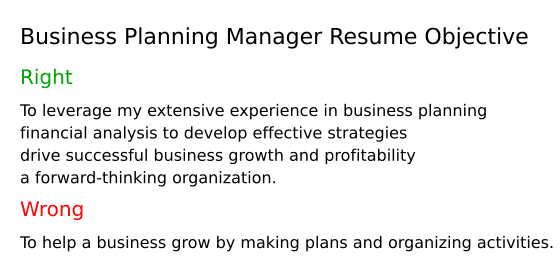 Top 16 Business Planning Manager Resume Objective Examples
