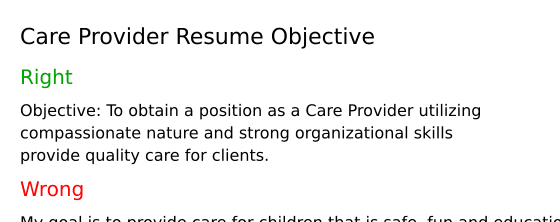 Top 18 Care Provider Resume Objective Examples | ResumeCat