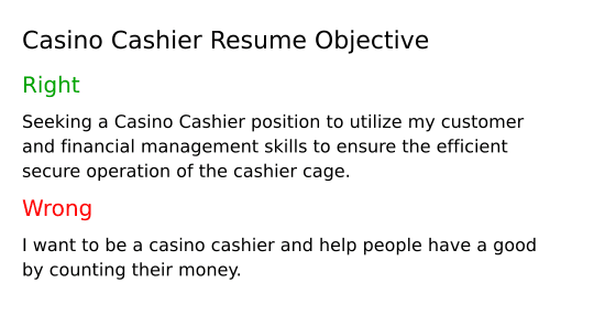 Top 17 Casino Cashier Resume Objective Examples | ResumeCat