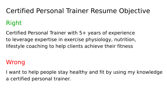 Top 16 Certified Personal Trainer Resume Objective Examples