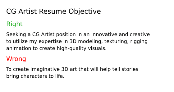 Top 18 CG Artist Resume Objective Examples | ResumeCat