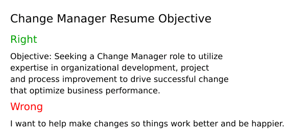Top 18 Change Manager Resume Objective Examples | ResumeCat