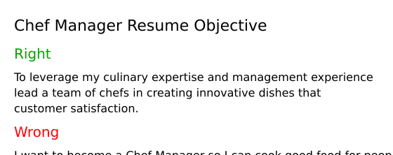 Top 17 Chef Manager Resume Objective Examples | ResumeCat