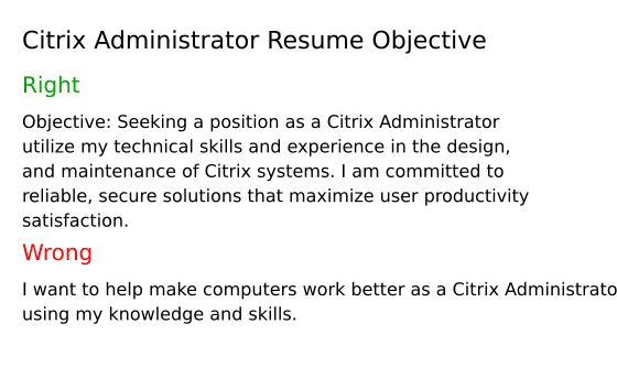 Top 18 Citrix Administrator Resume Objective Examples