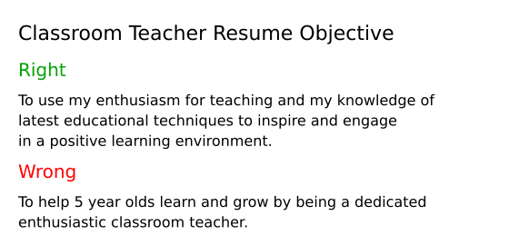 Top 18 Classroom Teacher Resume Objective Examples