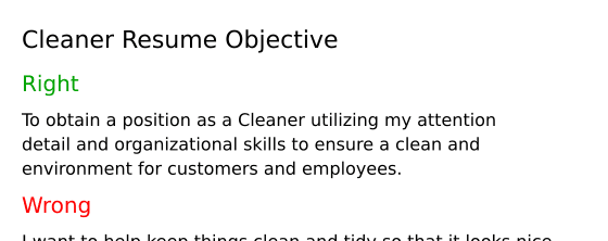Top 17 Cleaner Resume Objective Examples | ResumeCat