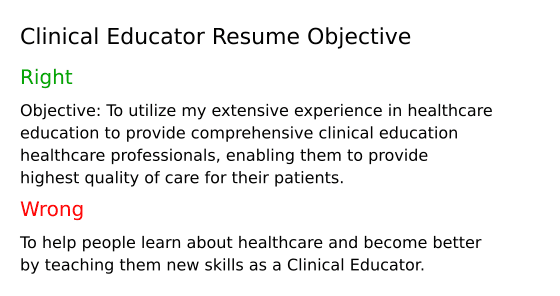 Top 17 Clinical Educator Resume Objective Examples