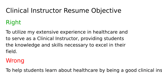 Top 17 Clinical Instructor Resume Objective Examples
