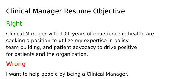 Top 16 Clinical Manager Resume Objective Examples