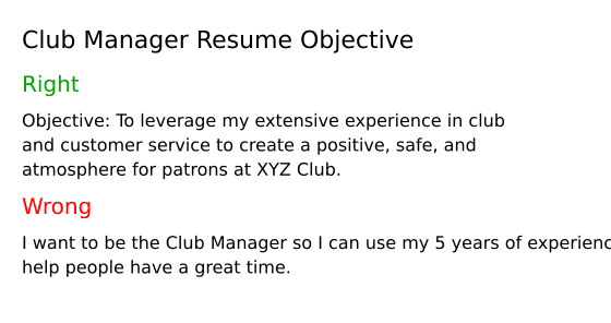Top 17 Club Manager Resume Objective Examples | ResumeCat