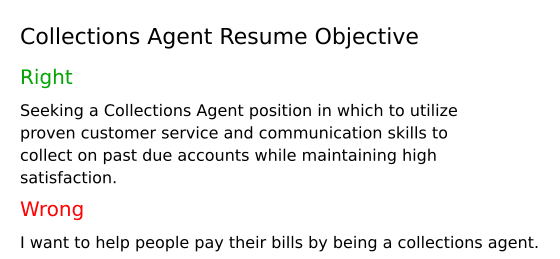 Top 18 Collections Agent Resume Objective Examples