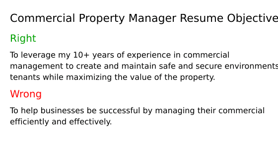 Top 18 Commercial Property Manager Resume Objective Examples