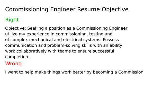 Top 16 Commissioning Engineer Resume Objective Examples