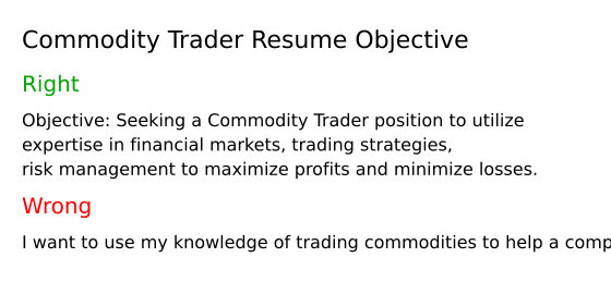 Top 18 Commodity Trader Resume Objective Examples