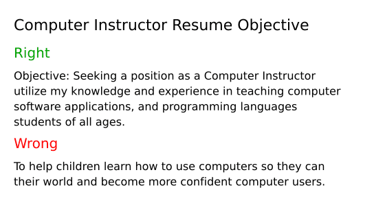 Top 18 Computer Instructor Resume Objective Examples