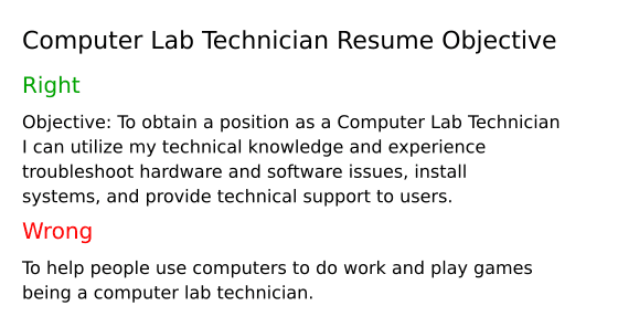 Top 17 Computer Lab Technician Resume Objective Examples