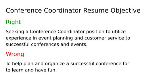 Top 16 Conference Coordinator Resume Objective Examples