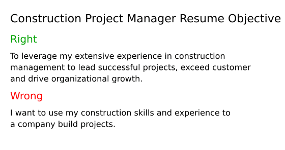 Top 16 Construction Project Manager Resume Objective Examples