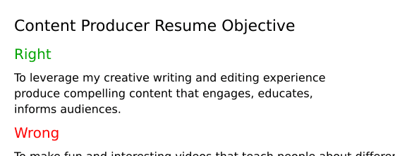 Top 18 Content Producer Resume Objective Examples