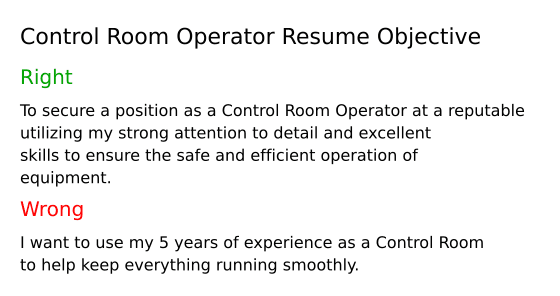 Top 16 Control Room Operator Resume Objective Examples