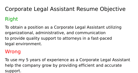Top 18 Corporate Legal Assistant Resume Objective Examples