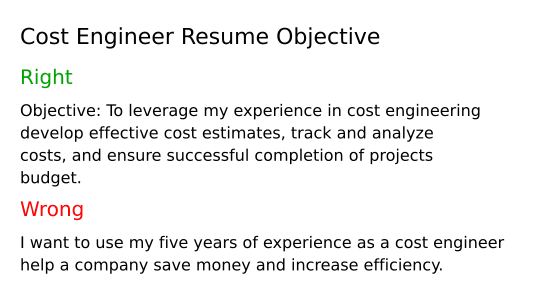 Top 18 Cost Engineer Resume Objective Examples | ResumeCat