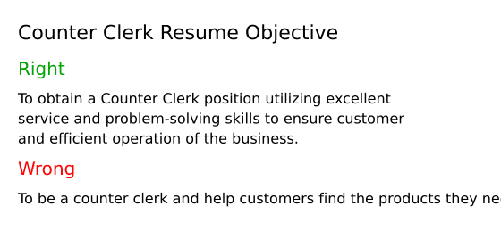 Top 16 Counter Clerk Resume Objective Examples | ResumeCat