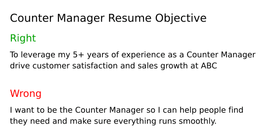 Top 16 Counter Manager Resume Objective Examples | ResumeCat