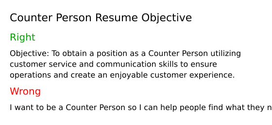 Top 18 Counter Person Resume Objective Examples | ResumeCat