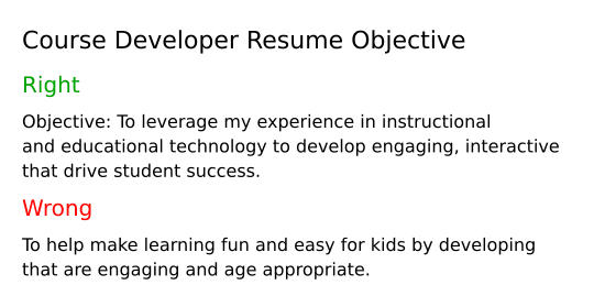 Top 18 Course Developer Resume Objective Examples