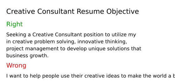 Top 18 Creative Consultant Resume Objective Examples