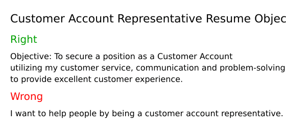 Top 17 Customer Account Representative Resume Objective Examples