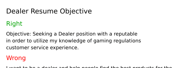 Top 16 Dealer Resume Objective Examples | ResumeCat