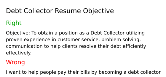 Top 18 Debt Collector Resume Objective Examples | ResumeCat