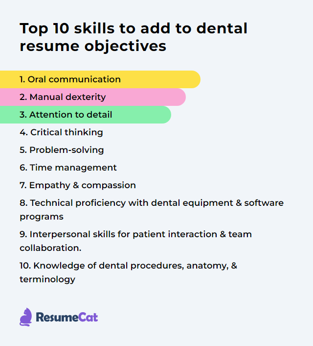 Top 17 Dental Resume Objective Examples | ResumeCat