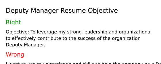 Top 18 Deputy Manager Resume Objective Examples | ResumeCat