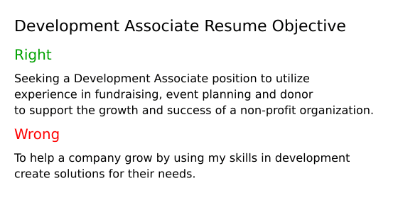 Top 17 Development Associate Resume Objective Examples