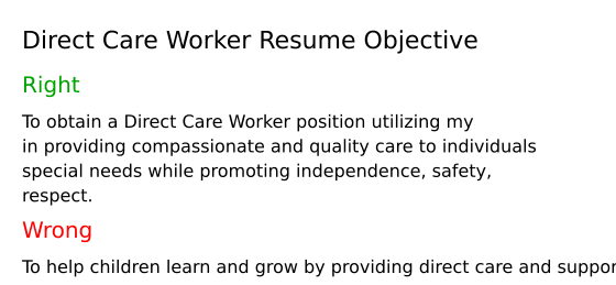 Top 16 Direct Care Worker Resume Objective Examples