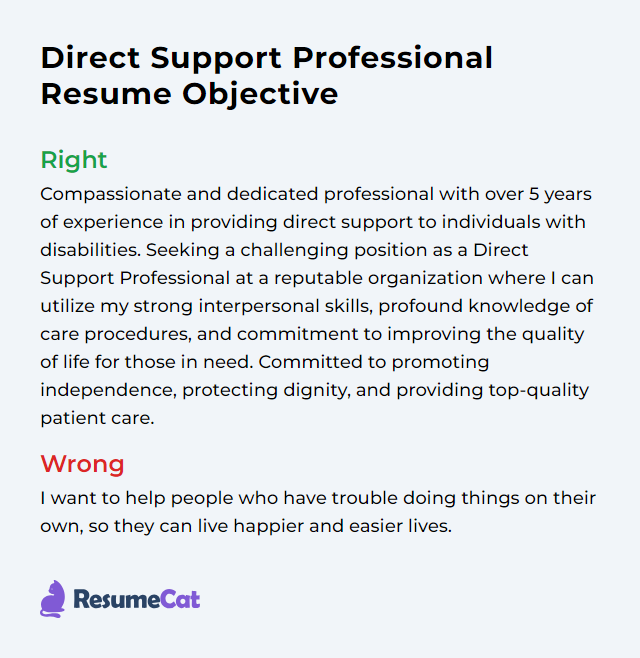 Top 16 Direct Support Professional Resume Objective Examples