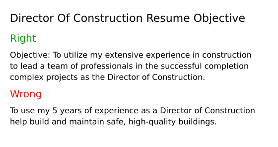 Top 18 Director Of Construction Resume Objective Examples