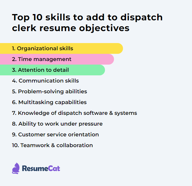 Top 16 Dispatch Clerk Resume Objective Examples | ResumeCat